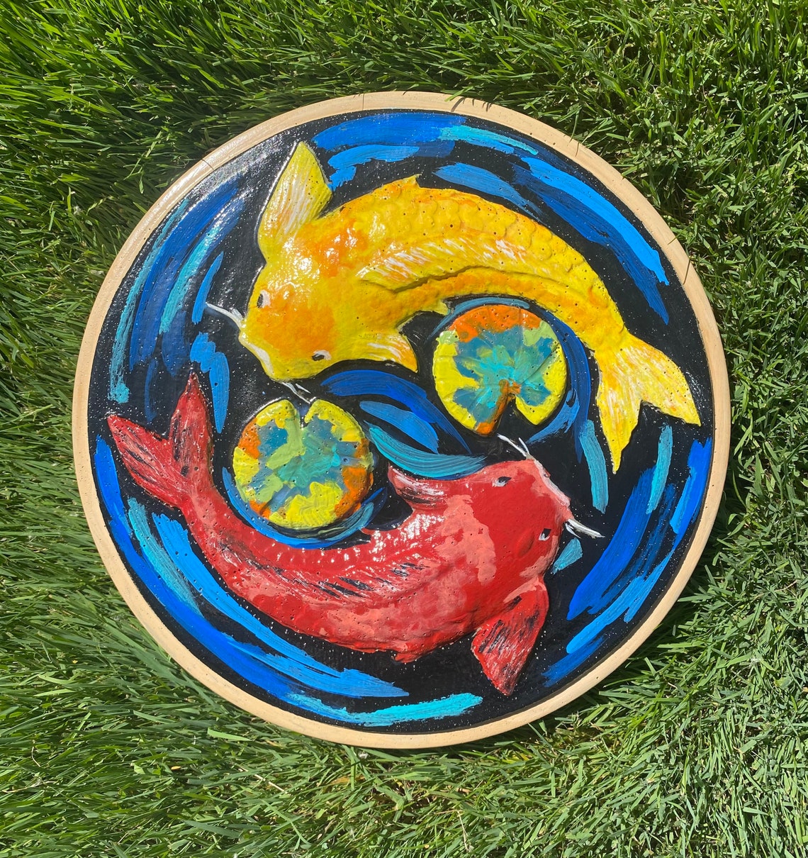 Koi fish stepping stone garden stone pond stone Japanese | Etsy