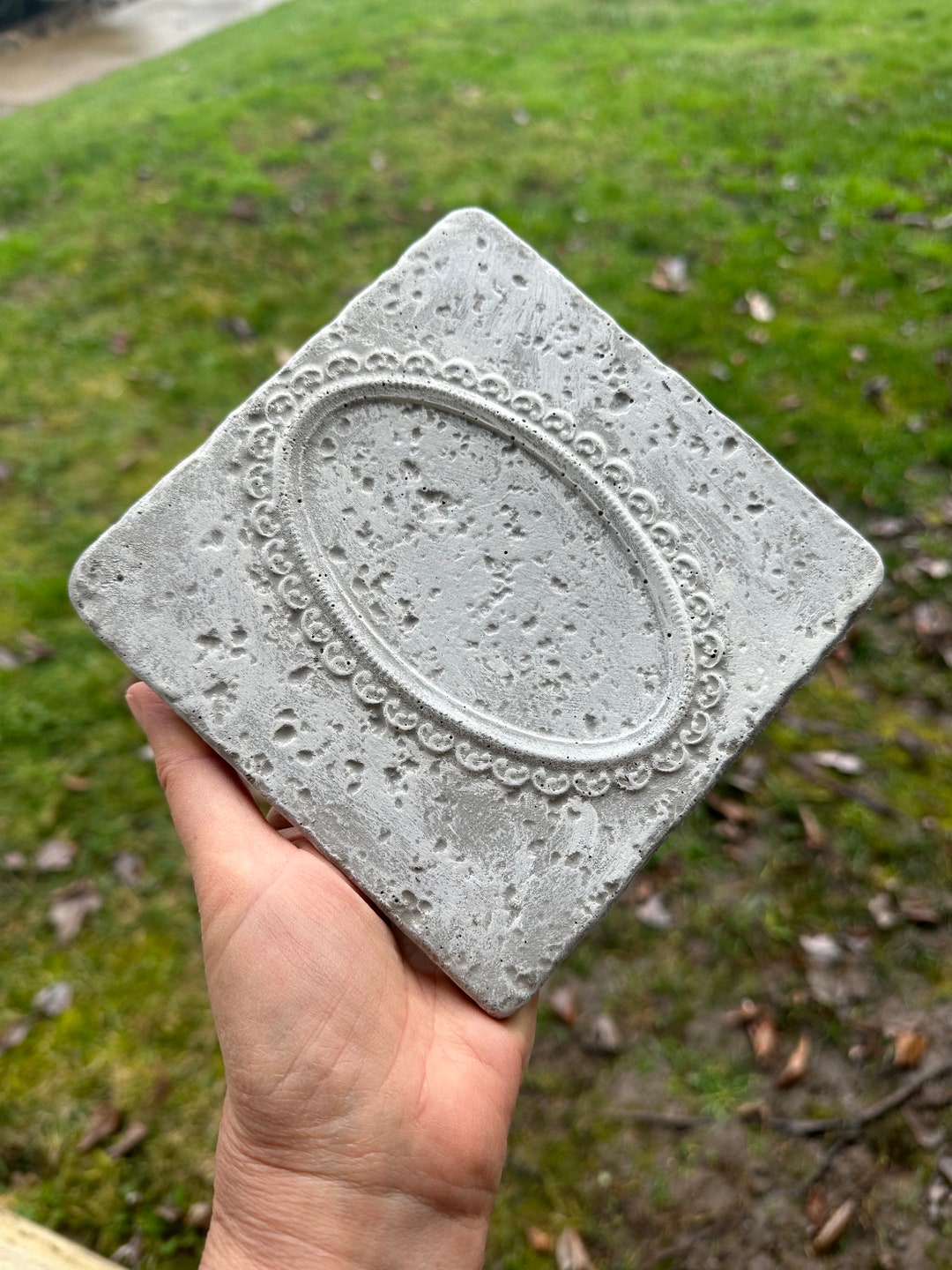 Travertine Lace Tile, Concrete Tile, Wall Plaque, Garden Wall Art ...