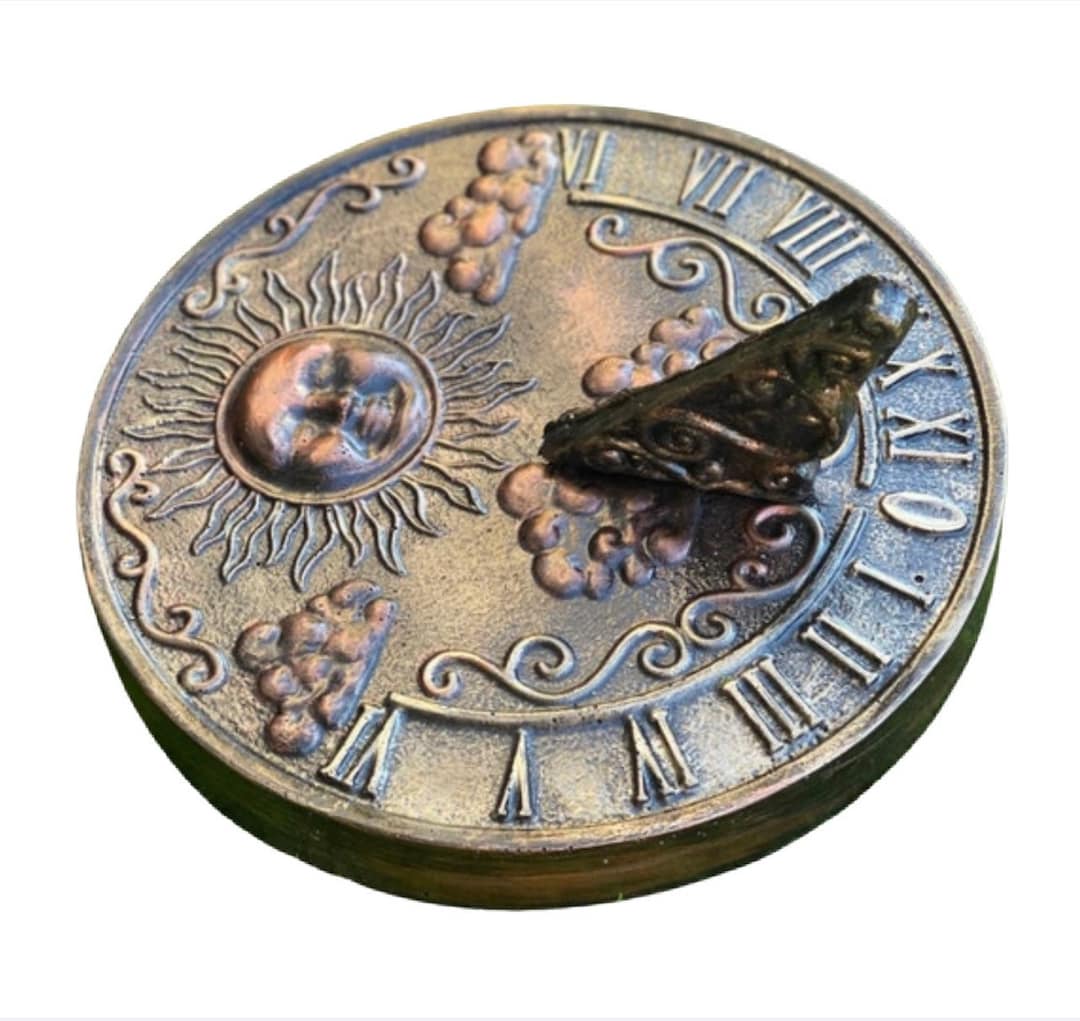 Sun & Cloud Sundial, Concrete Sundial, 10”across X1.5”thick, Garden ...