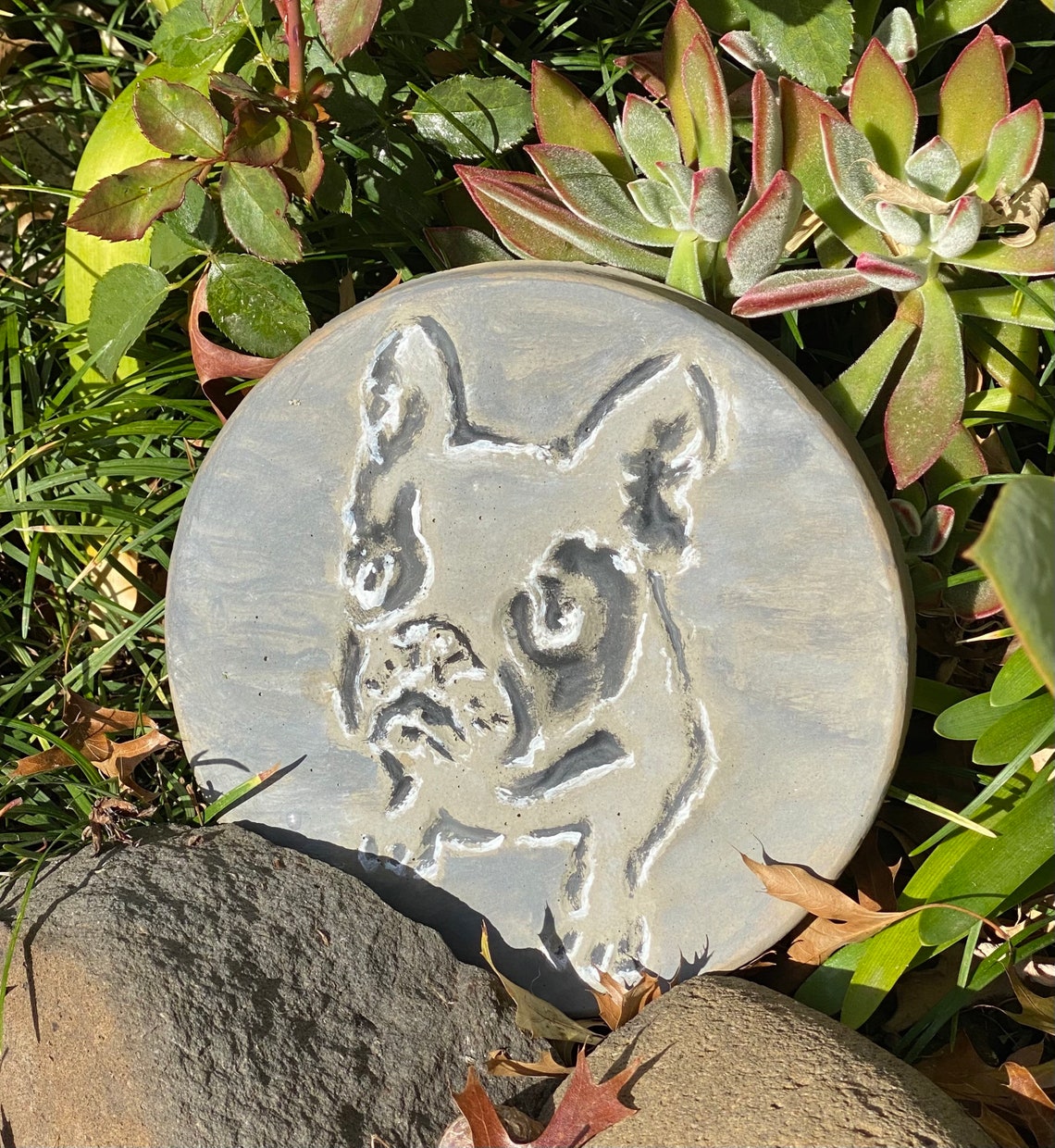 French Bulldog plaque garden ornament stepping stone garden | Etsy