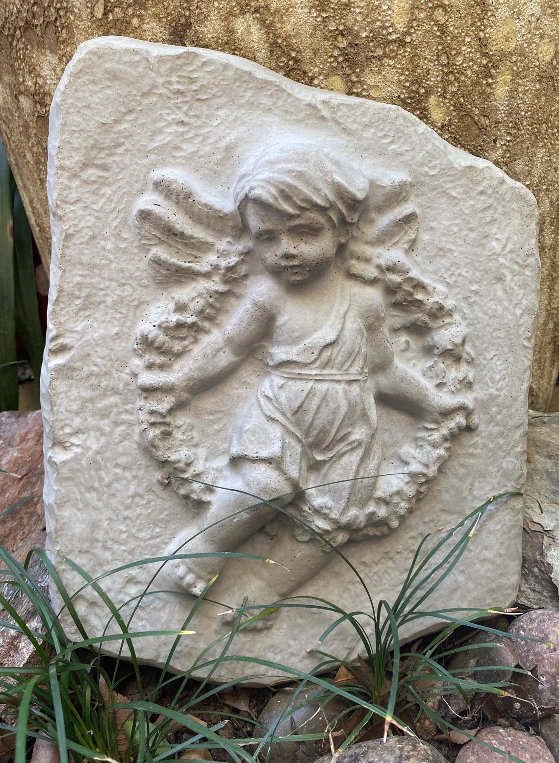 Concrete Angel 13x11x1.25 Concrete Plaque Garden Decor - Etsy