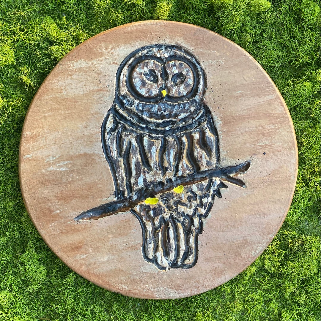 Owl, Garden Plaque, Outdoor Stepping Stone, 10”x3/4”, Decoration, Yard ...