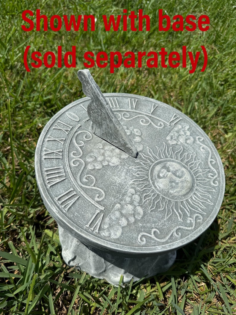 Garden Sundial Only, 10” Round, Sun & Clouds Roman Numeral Design ...