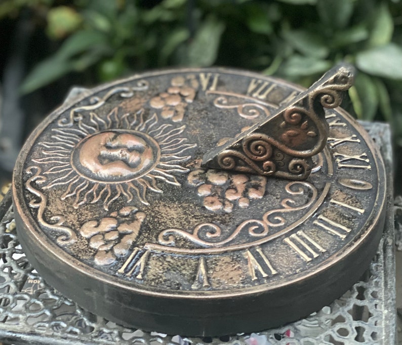 Sun & Cloud Sundial, Concrete Sundial, 10”across X1.5”thick, Garden ...