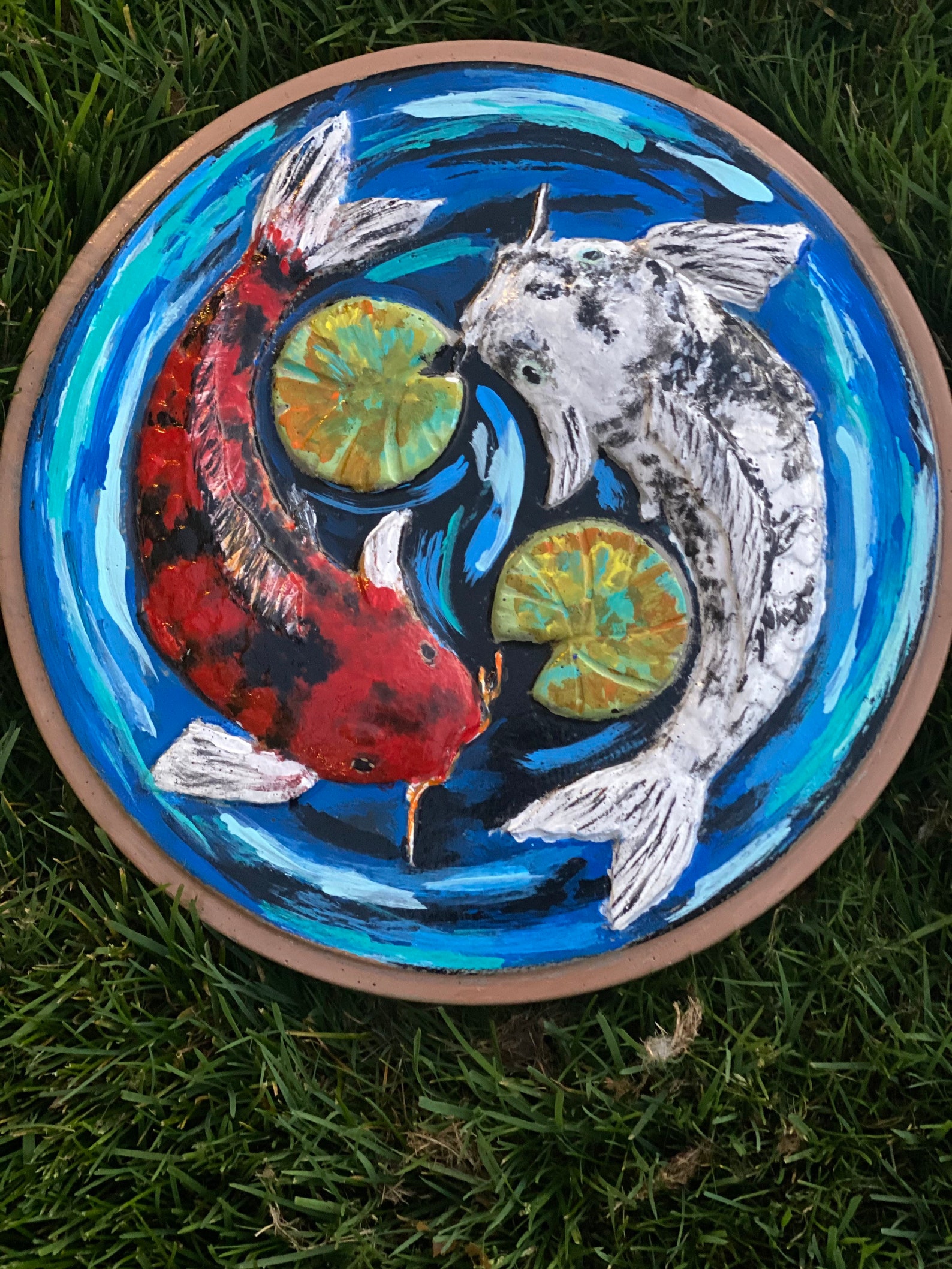 Koi fish stepping stone garden stone pond stone Japanese | Etsy