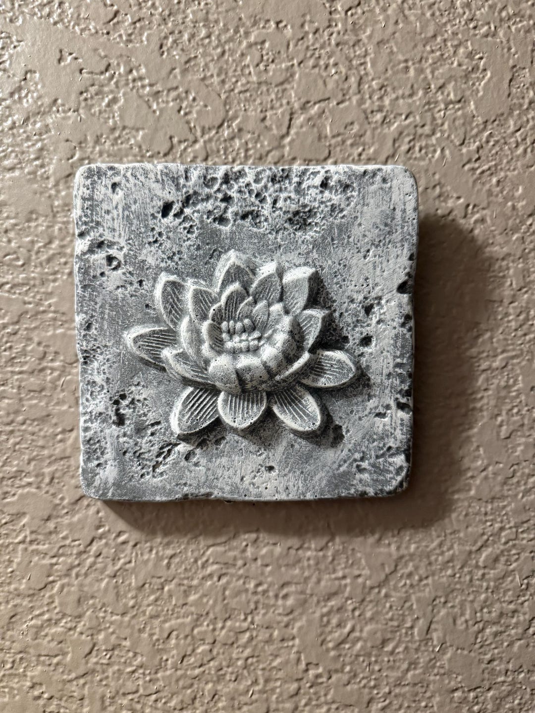Lotus Flower Tile, Concrete Tile, Wall Plaque, Garden Wall Art, Garden ...