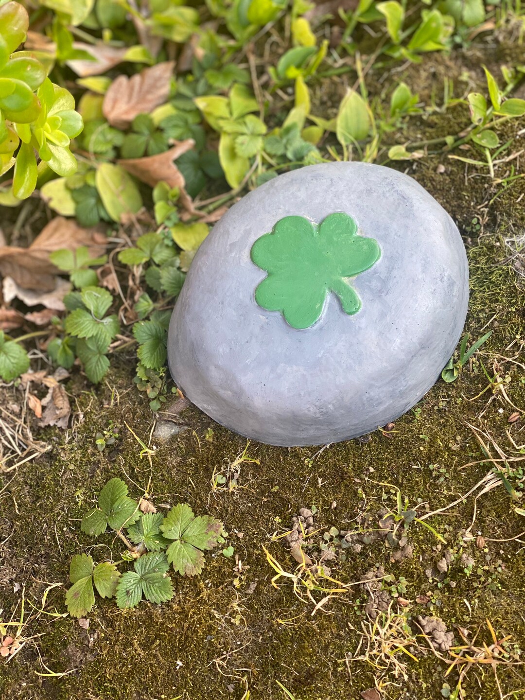 Concrete Shamrock, Rock Garden, 7" X 6" X 2" Thick, Garden Decor ...