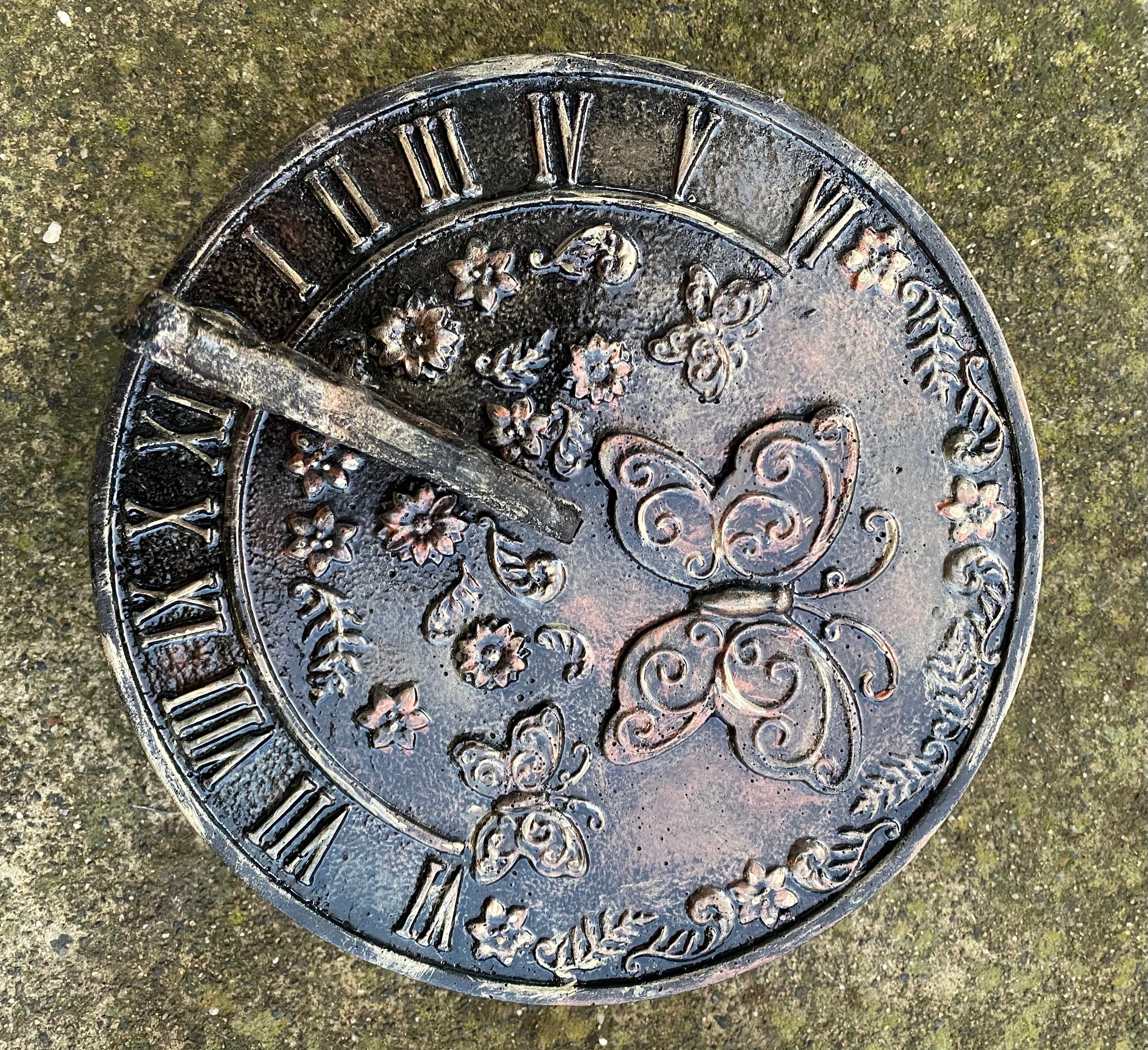 Butterfly Sundial, Concrete Sundial, 10”across X1.5”thick, Garden ...