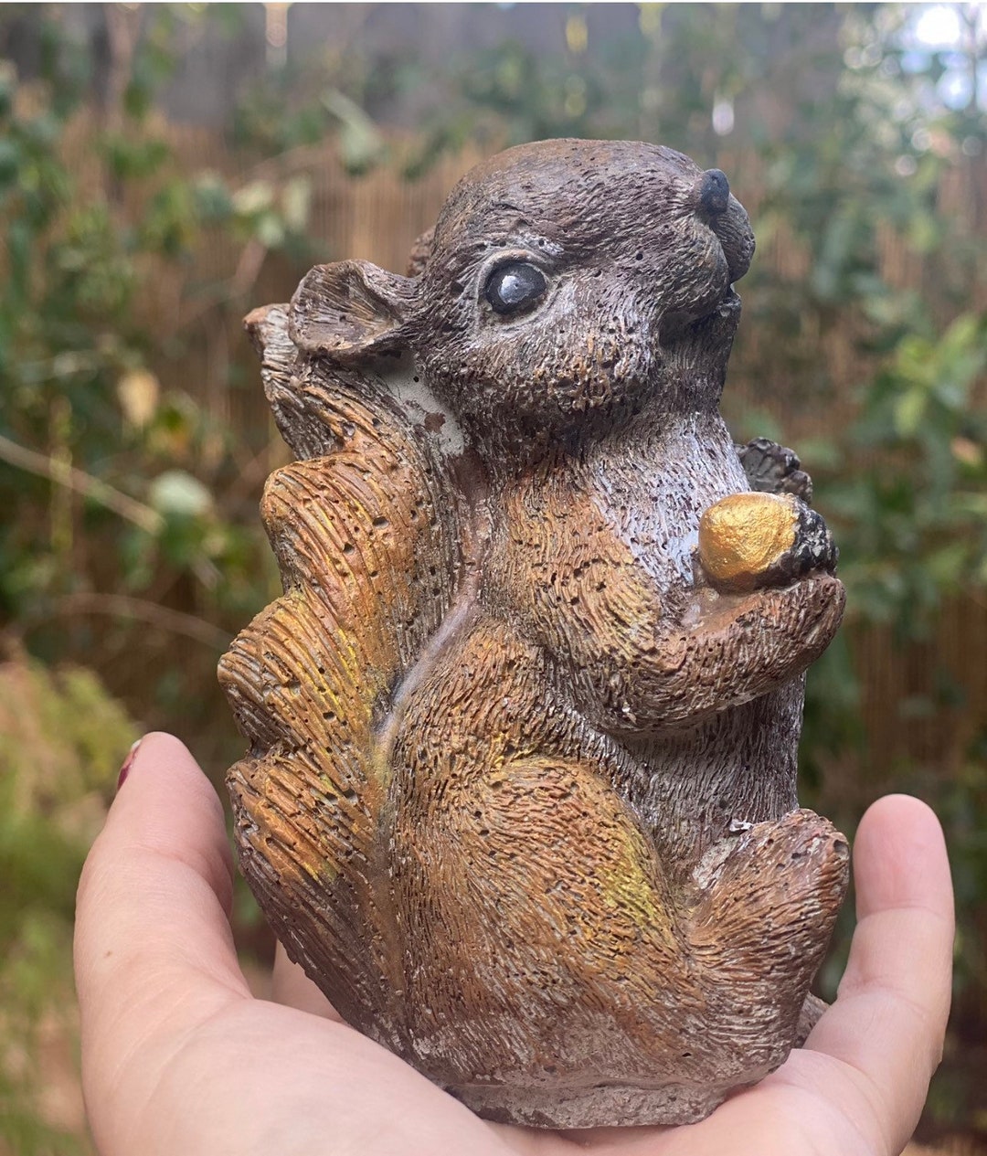 Squirrel Statue, Concrete Statue, 4.5"x3", Squirrel Garden, Backyard ...