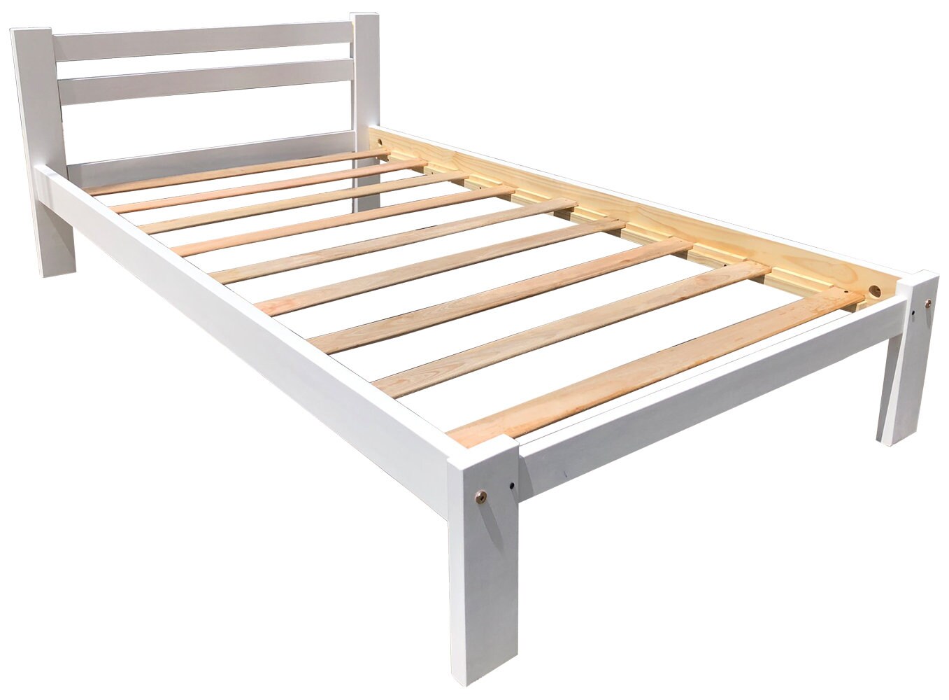 Twin Wooden Bed Frame White Finish Amazonas Single Bed Easy to - Etsy
