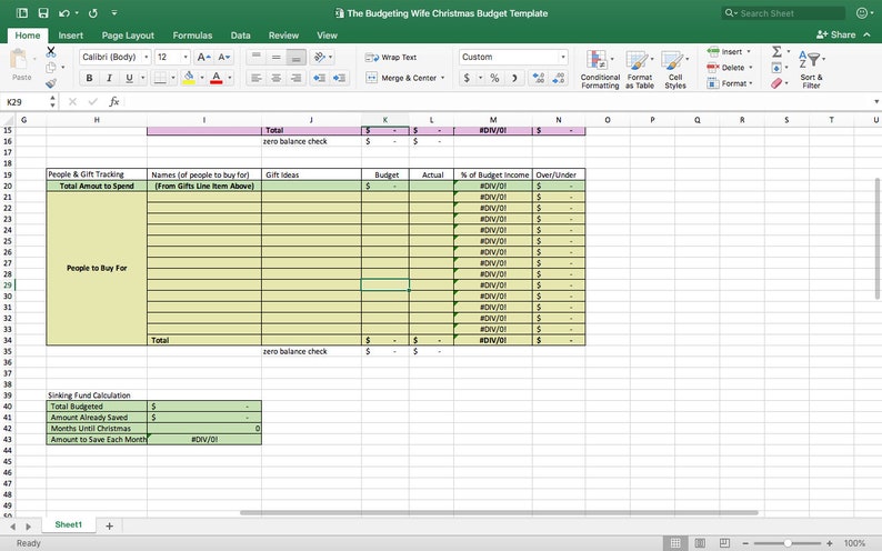 Christmas Budget Template - Etsy