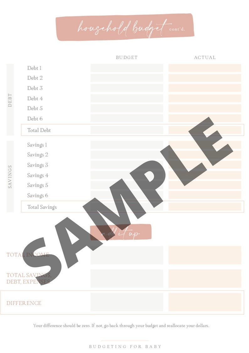 Monthly Budget Worksheet Download - Etsy
