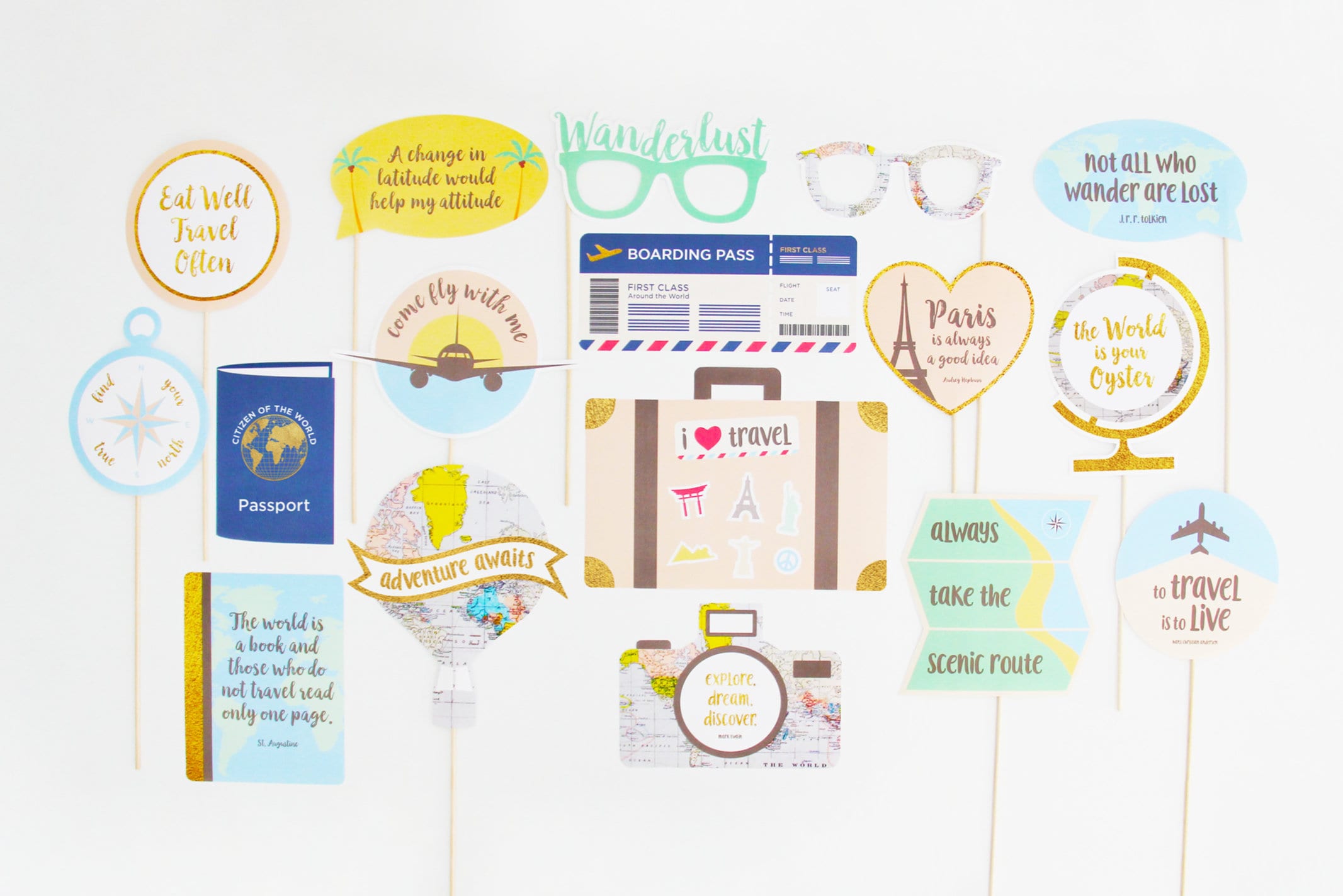 Travel Party Decorations Travel Photo Booth Props Printable - Etsy Canada
