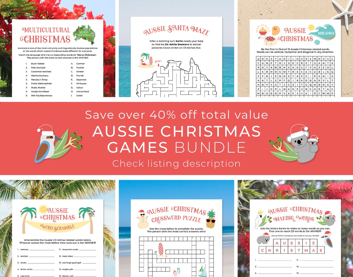 Aussie Christmas Word Search Game Australian Christmas - Etsy Australia