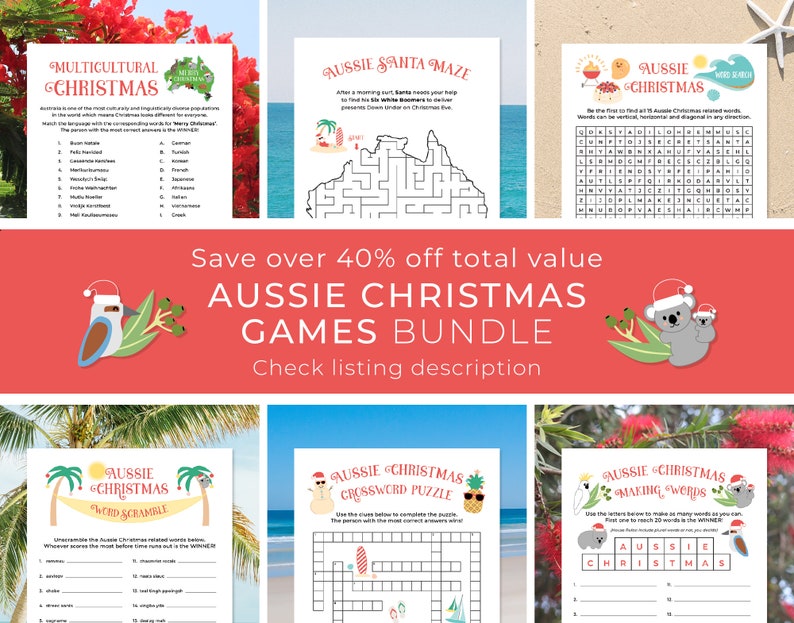 Aussie Christmas Word Search Game Australian Christmas - Etsy Australia