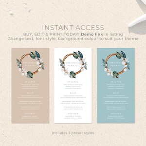 Beach Christmas Party Menu Template, Summer Christmas Menu, Tropical ...