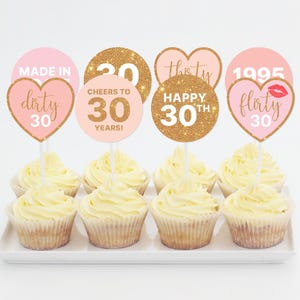 30th Cupcake Toppers, Printable, 1995, Thirty Birthday Cake Toppers ...