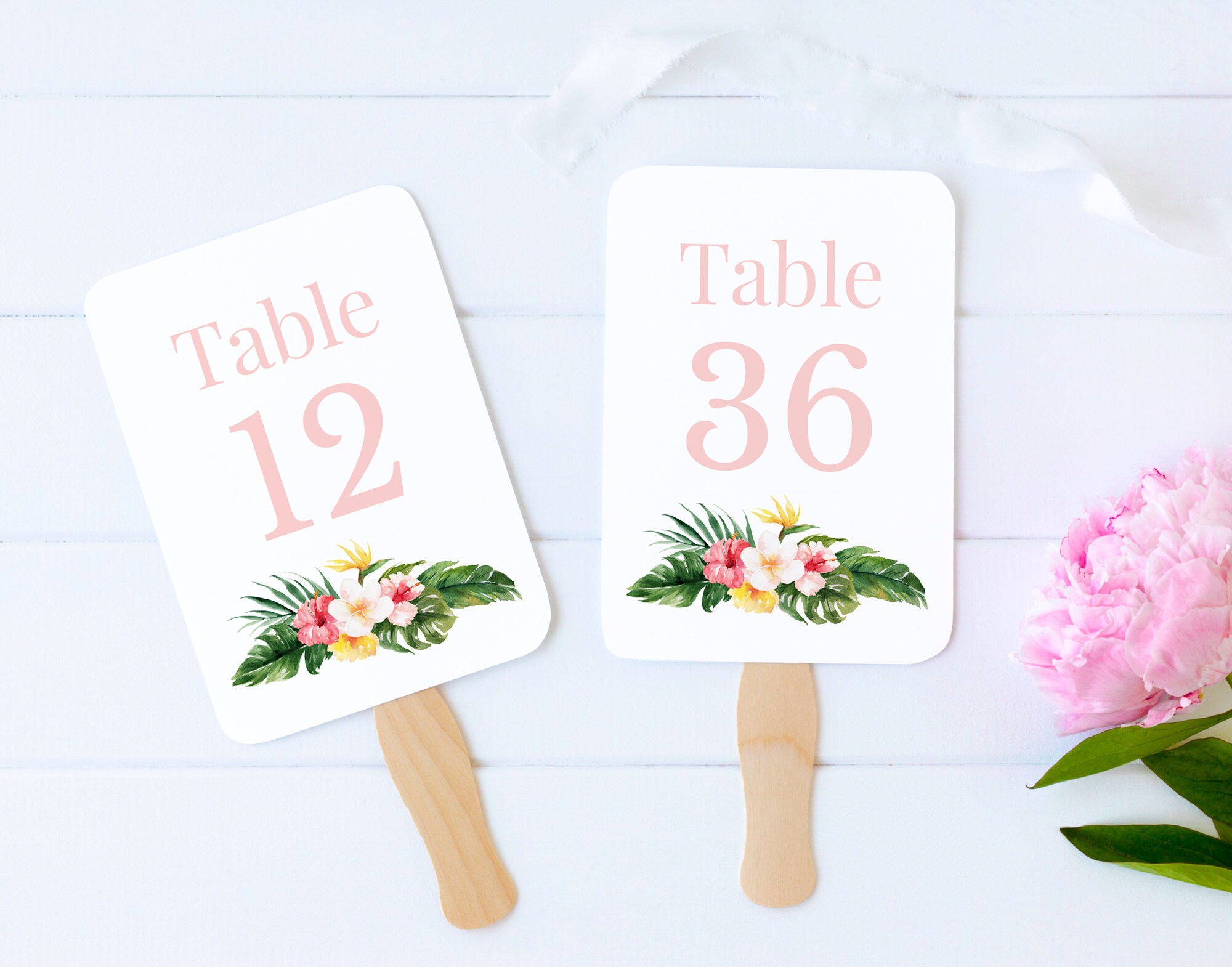 Tropical Table Number Card Template Table Seating Cards | Etsy