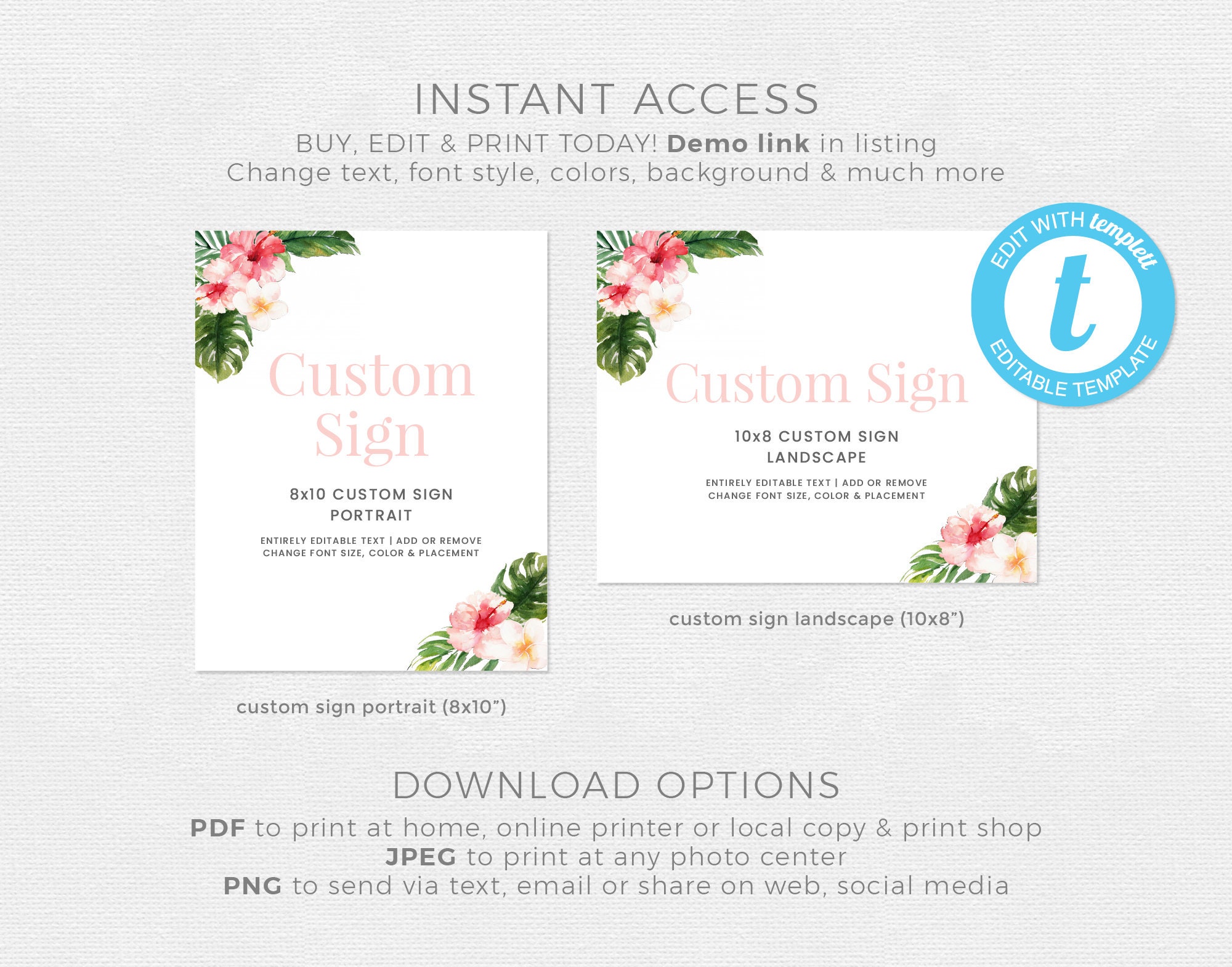 Custom Tropical Sign Template Tropical Wedding Sign Beach - Etsy