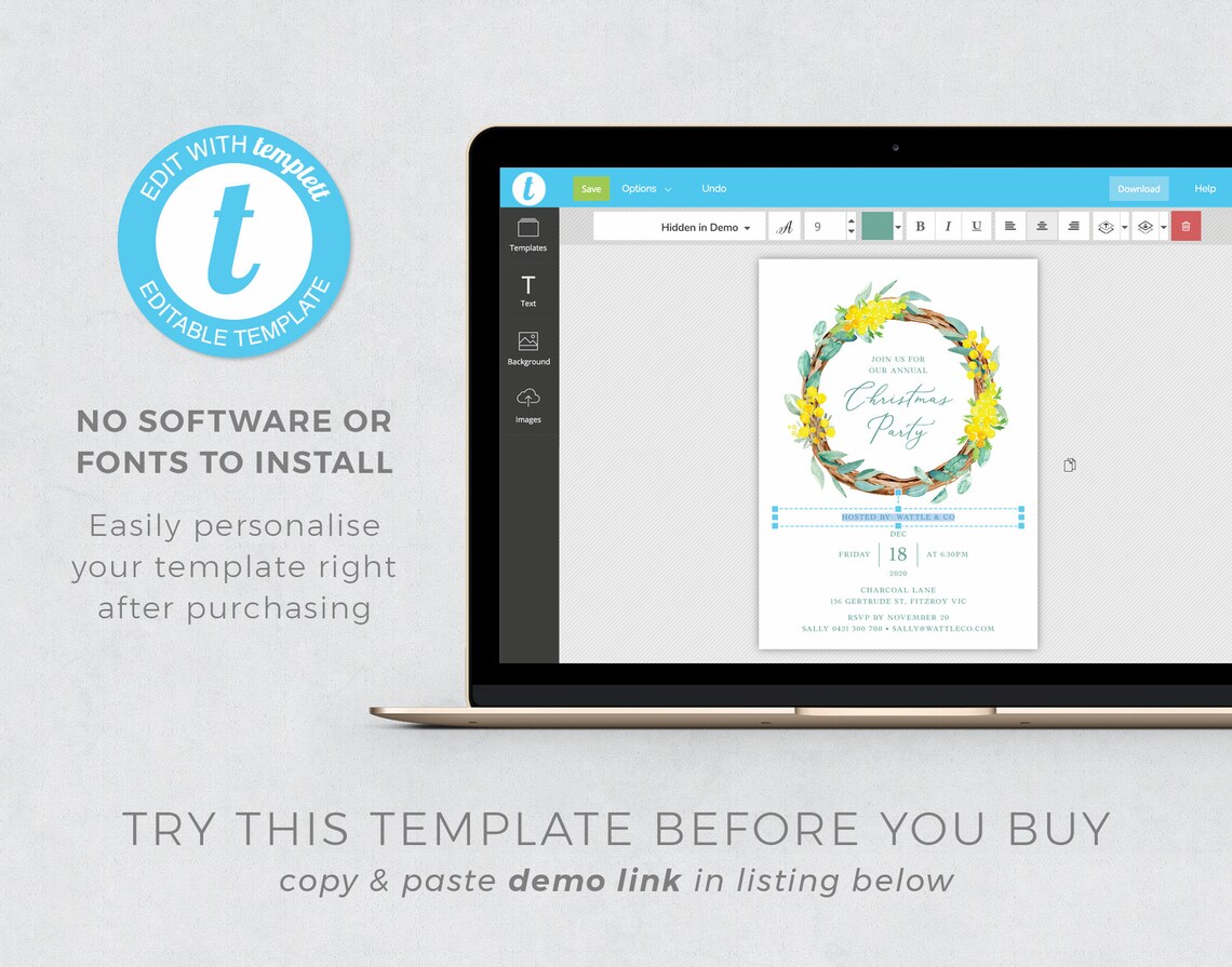 Australian Christmas Party Invitation Template, Aussie Christmas Office ...