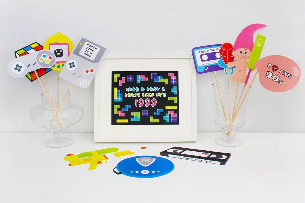 90s Photo Booth Props Printable 90s props 90s decorations | Etsy