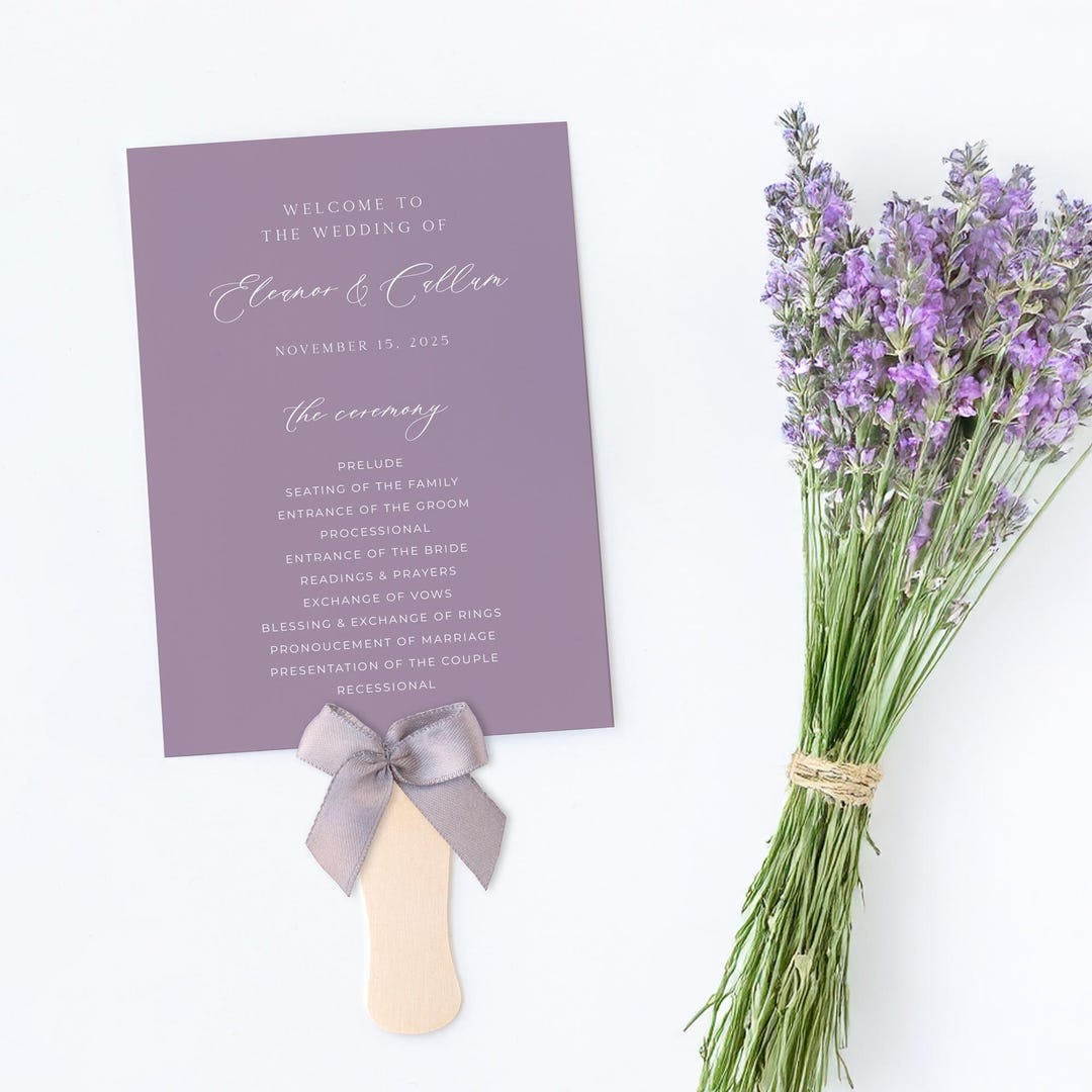 Dusty Lavender Wedding Program Template, Lilac Wedding Program, Purple ...