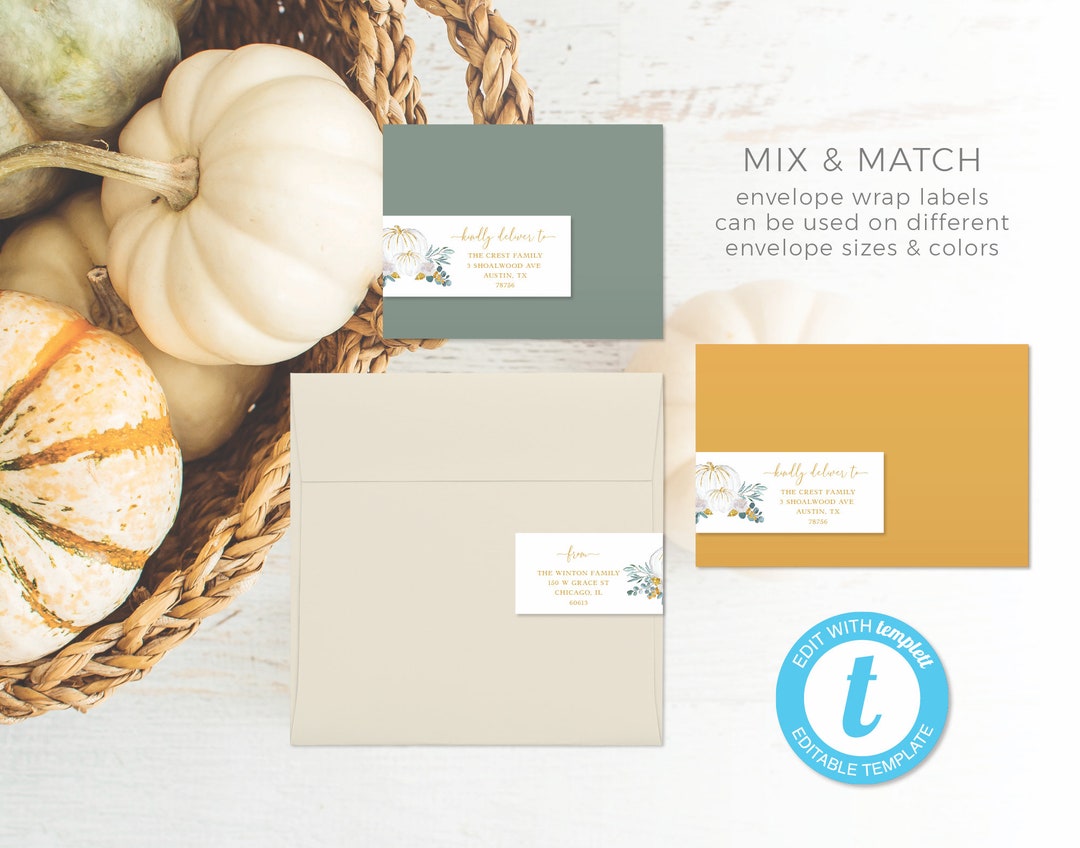 Thanksgiving Address Label, Template, Fall Envelope Labels, White ...