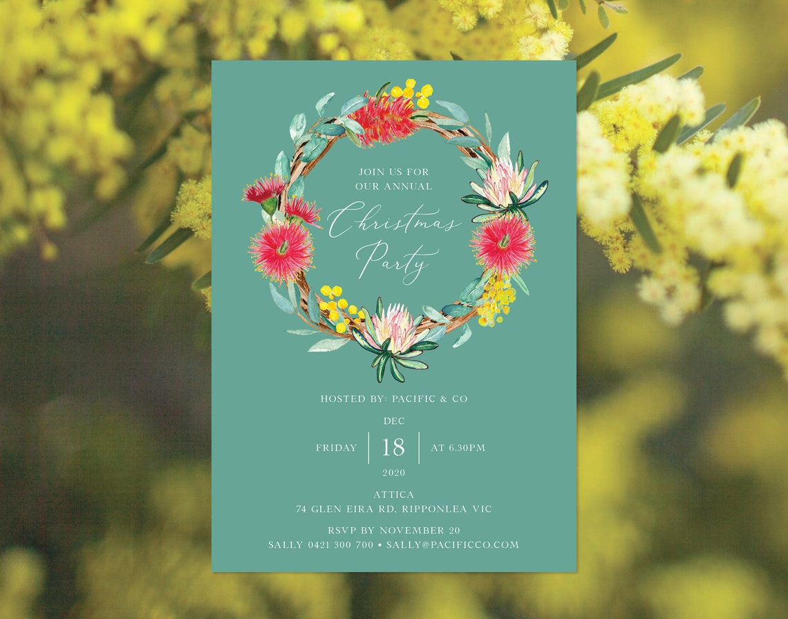 Australian Christmas Party Invitation Template, Aussie Christmas, End ...