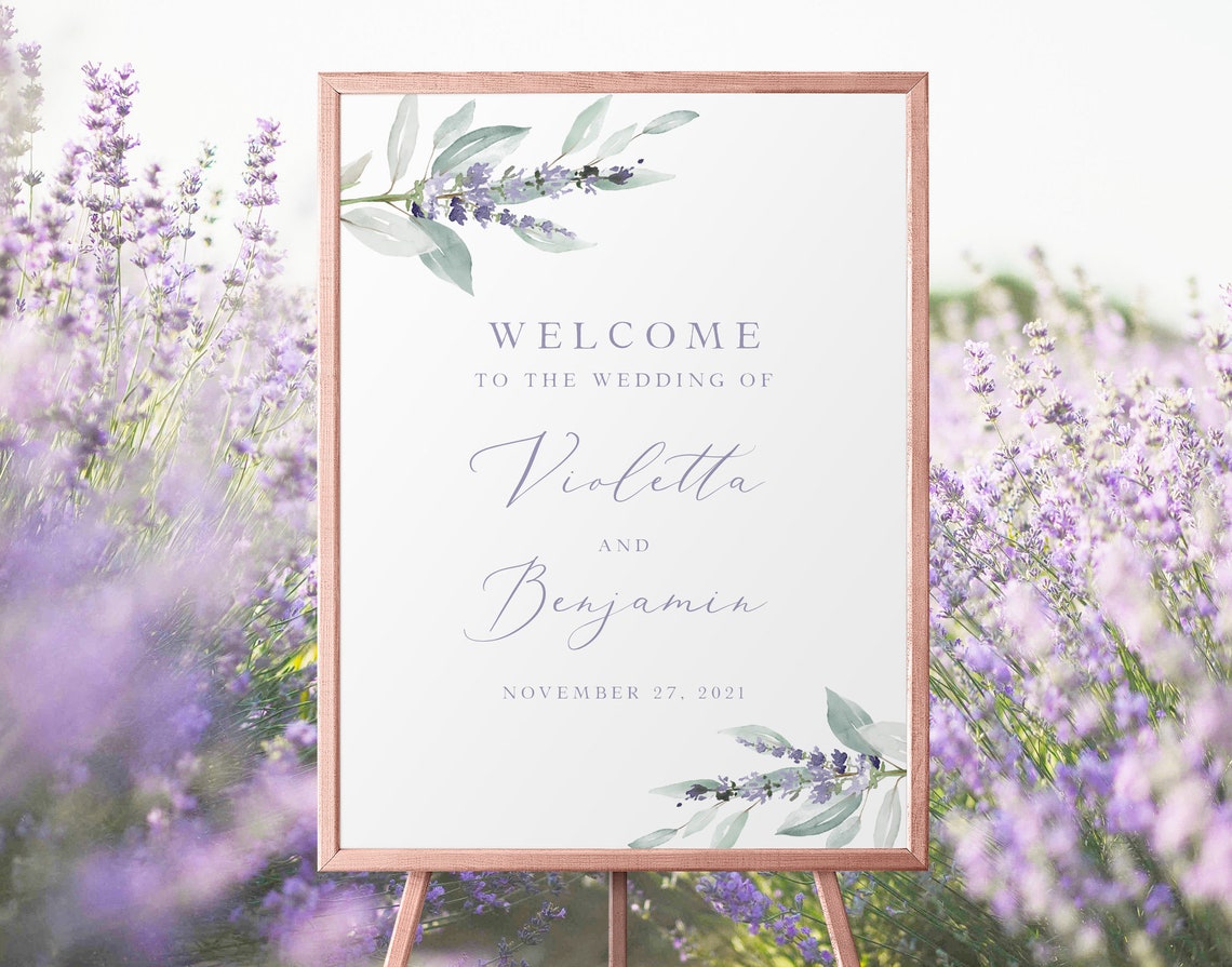 Lavender Wedding Welcome Sign Template Lavender Welcome Sign - Etsy