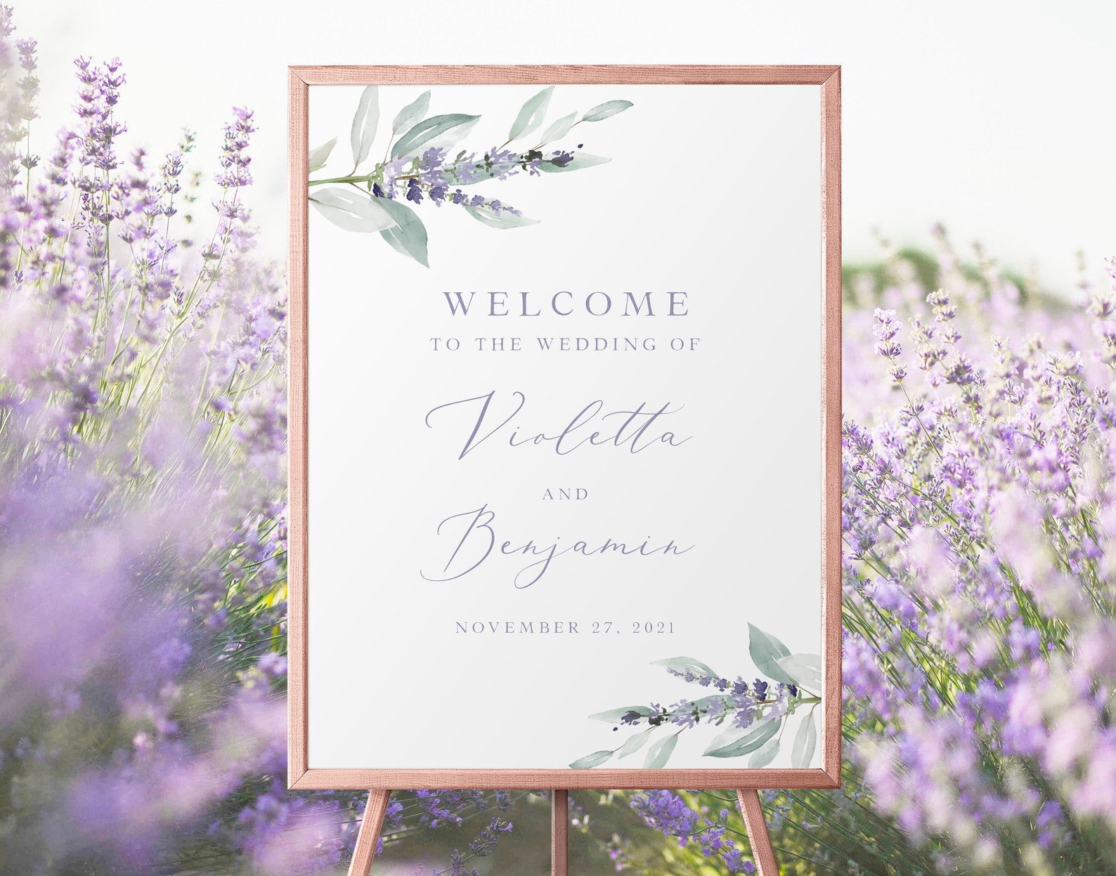 Lavender Wedding Welcome Sign Template, Purple Welcome Sign, Rustic ...