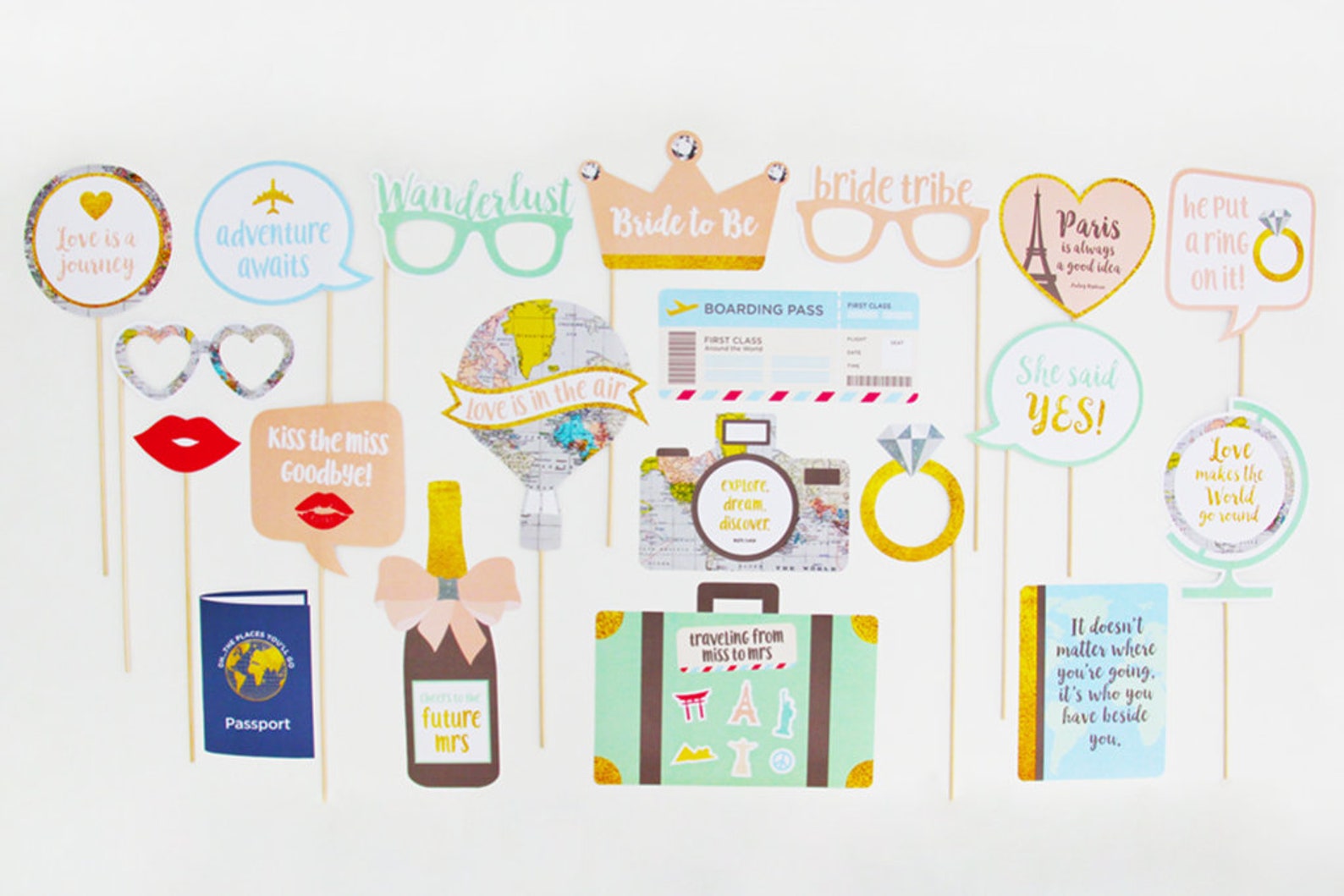 Travel Bridal Shower Photo Booth Props, Travel Bachelorette Party Props ...