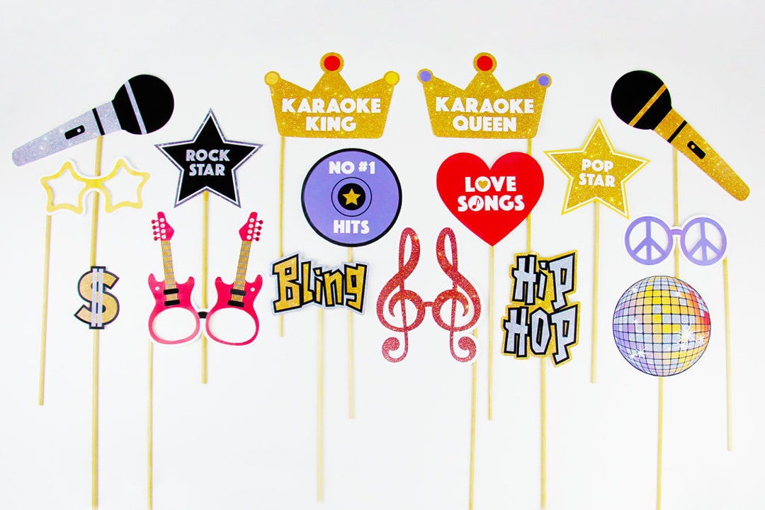 Karaoke Party Photo Booth Props, Rock Star, Pop Star, Hip Hop, Karaoke ...
