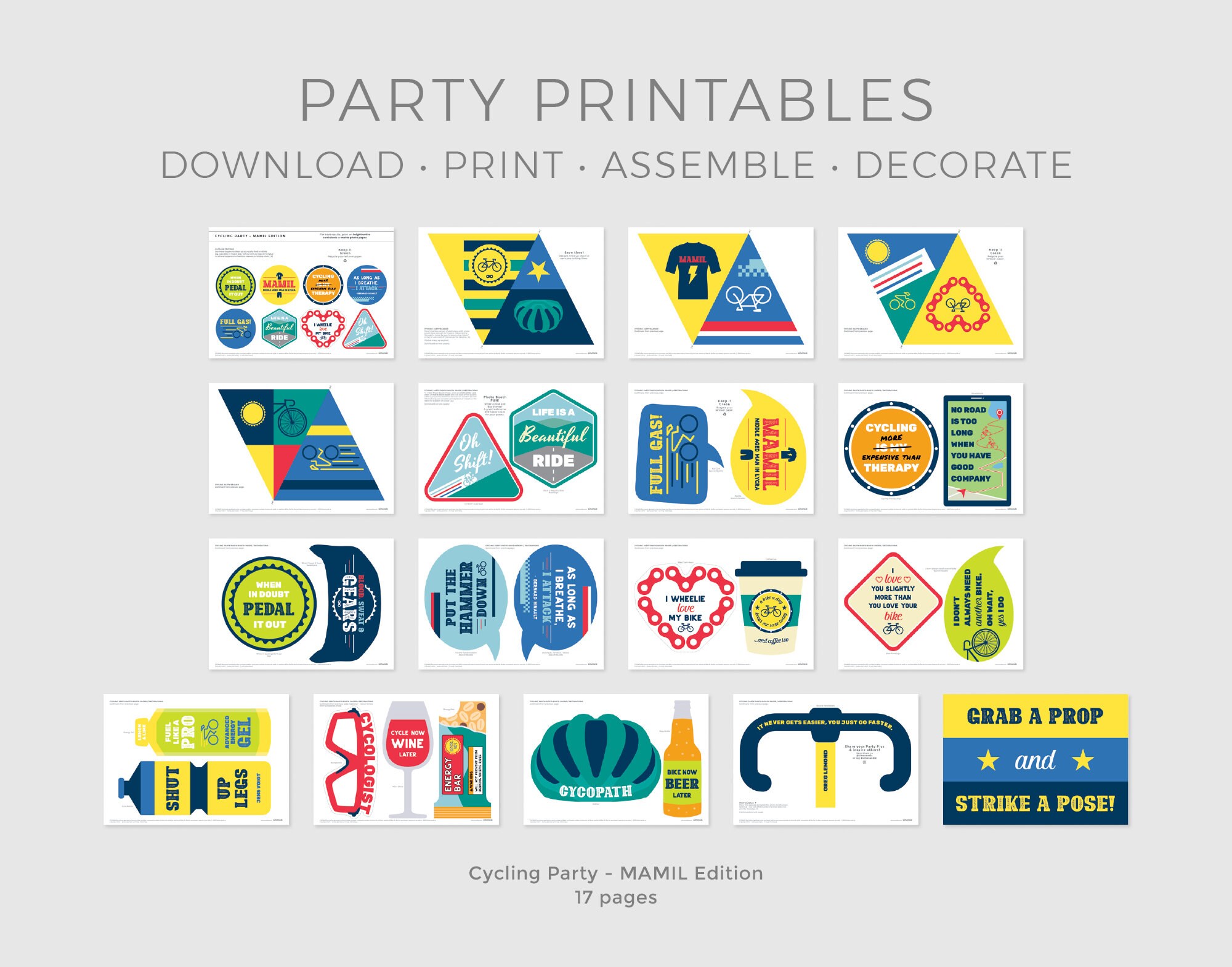 Cycling Birthday Decorations Mamil Cycling Props Cycling | Etsy