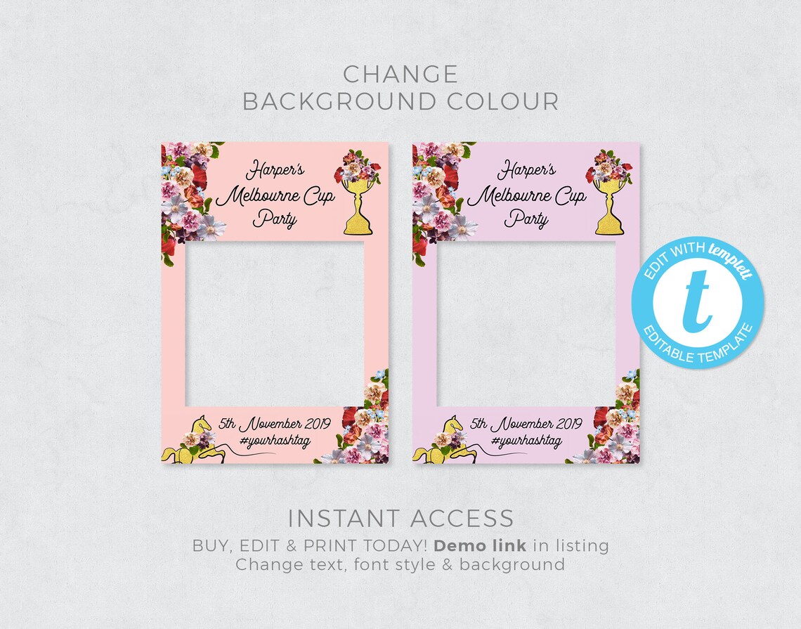 Melbourne Cup Photo Booth Frame Template, Melbourne Cup Prop, Spring ...