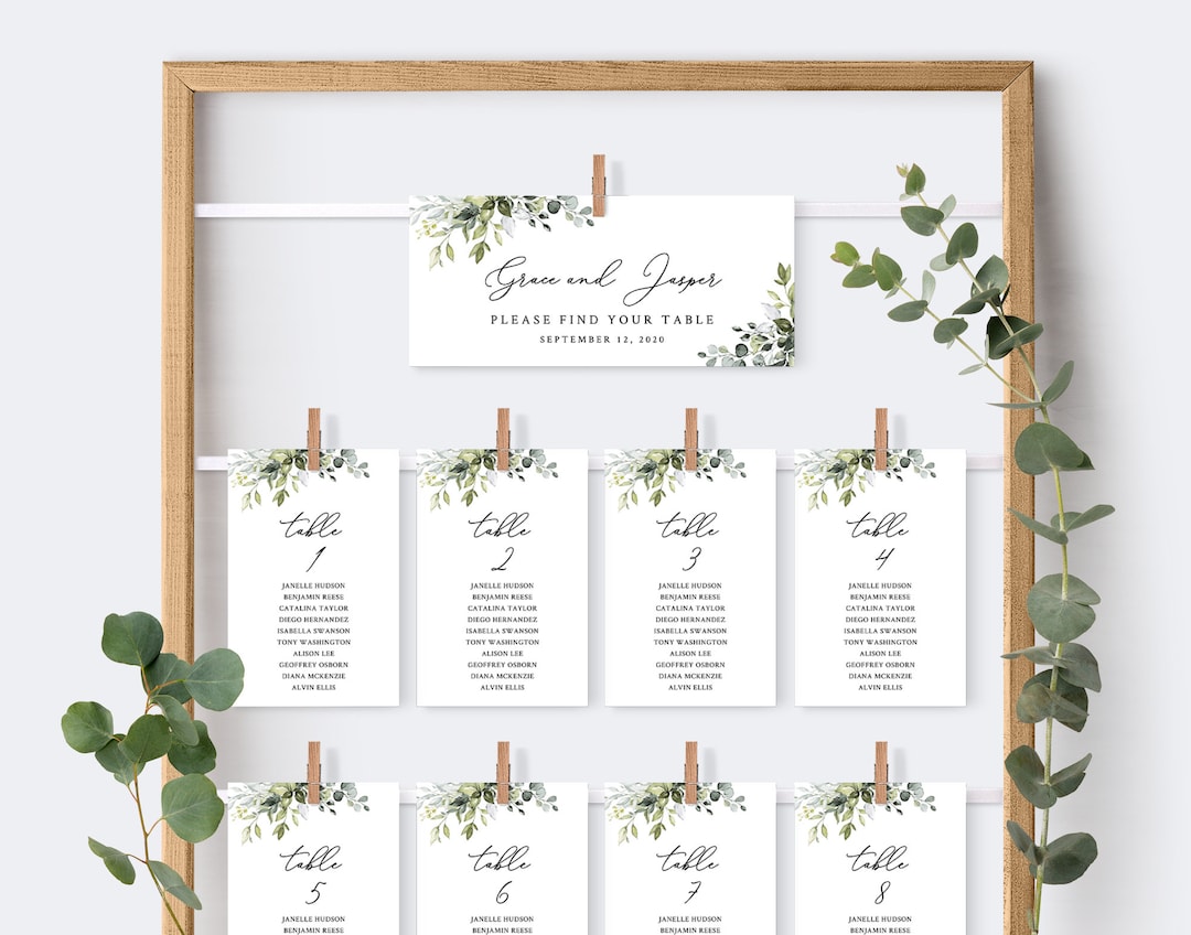 Rustic Seating Chart Template, Rustic Seating Cards, Rustic Seating ...