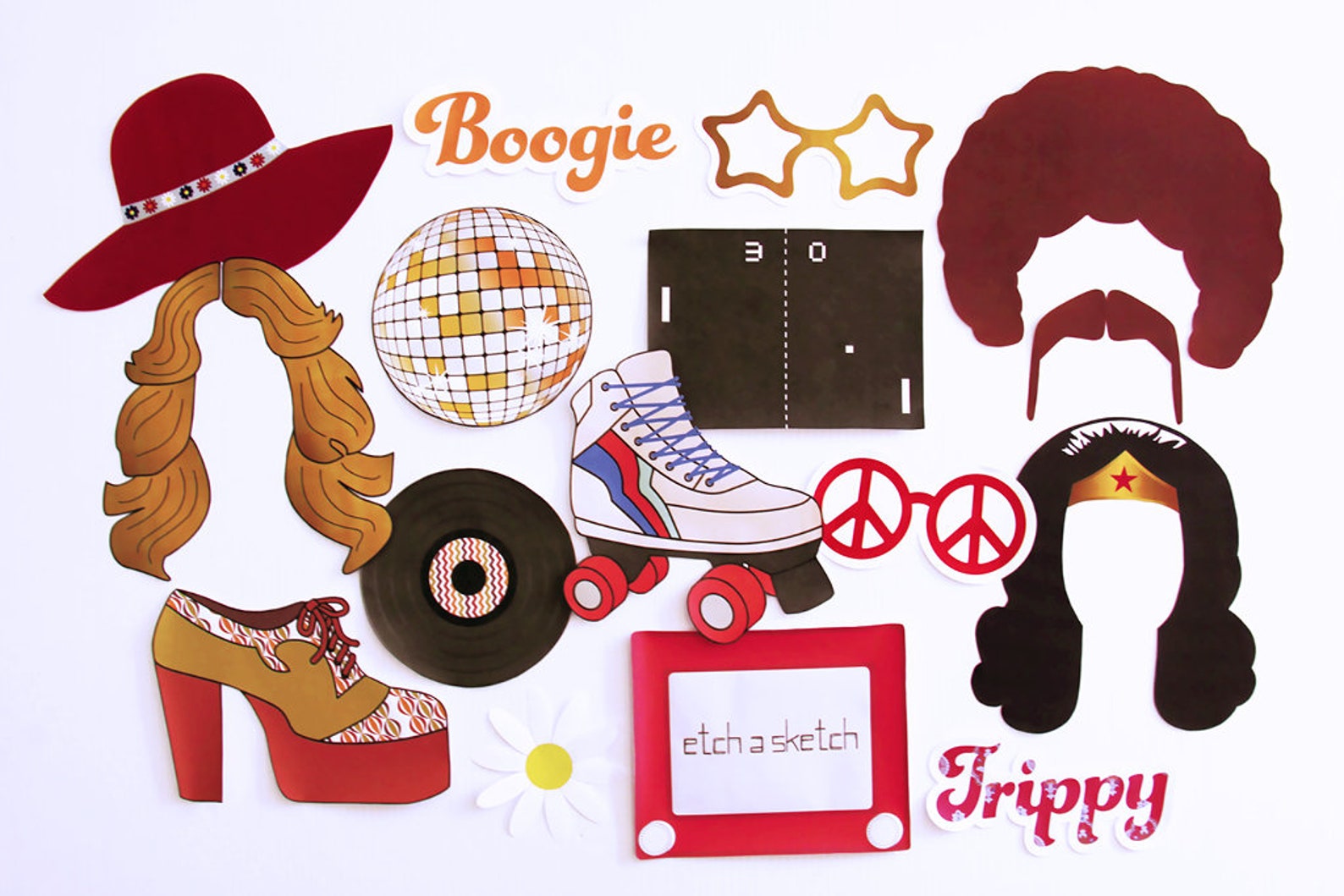 70s Photo Booth Props, 70s Props, Retro Party Decorations, Disco Props ...
