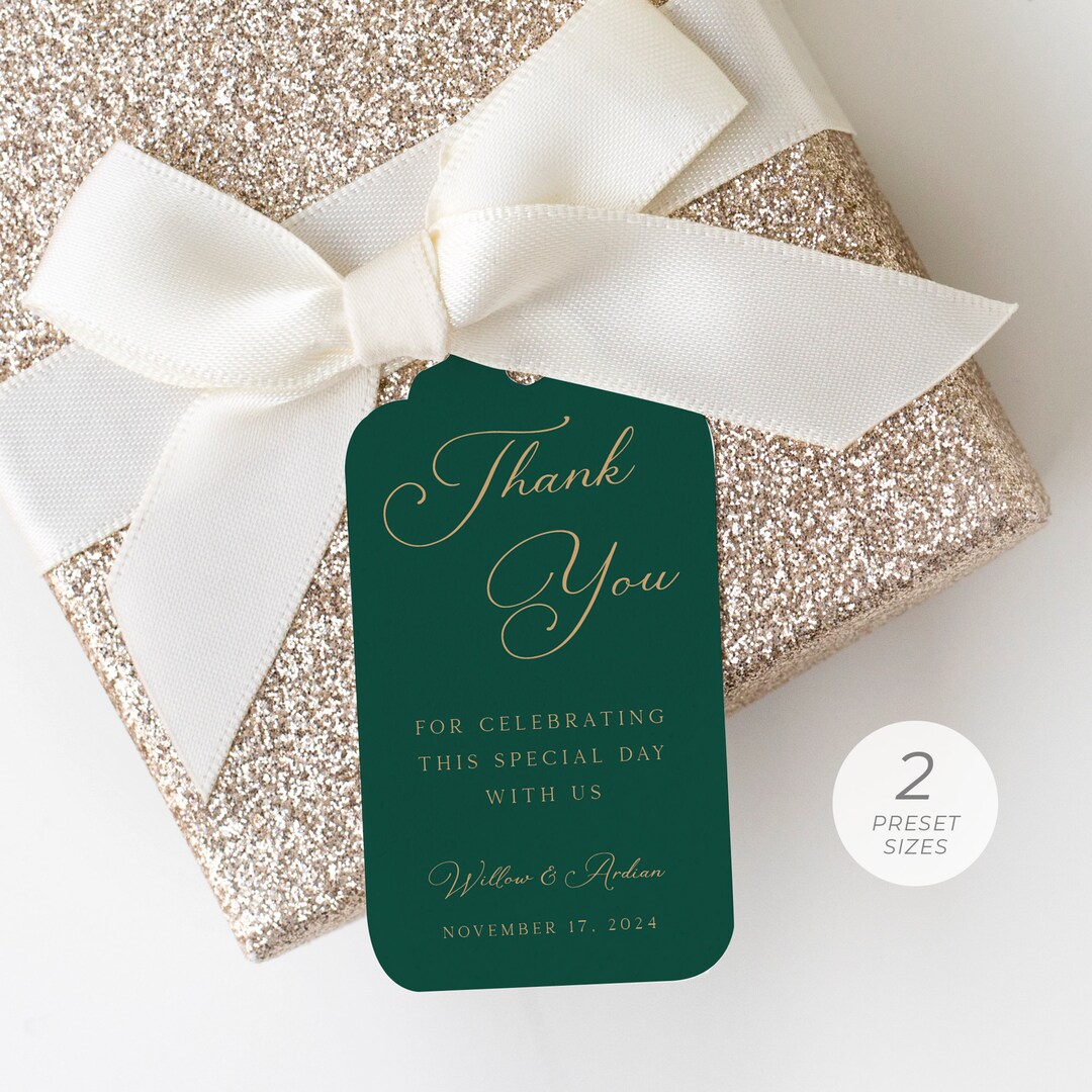 Emerald Green Wedding Favor Template, Emerald Thank You Favour, Forest ...