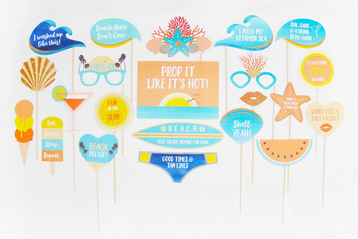 Beach Photo Booth Props, Summer Party Props, Beach Party Decorations ...
