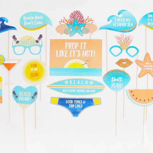 Beach Photo Booth Props Summer Party Props Beach Party | Etsy