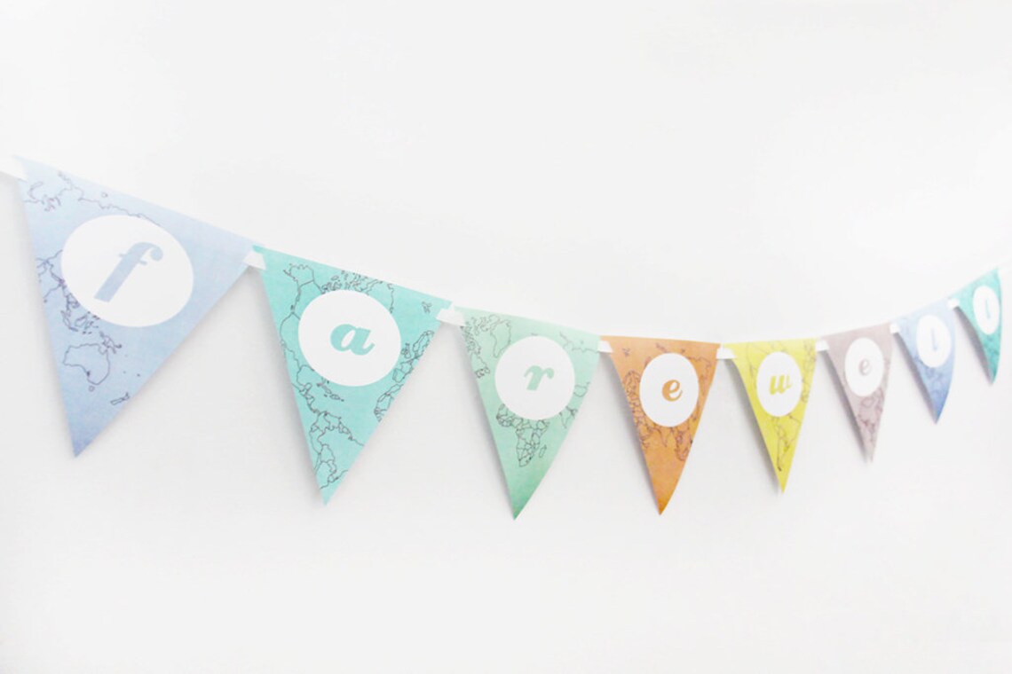 Farewell Banner Printable Farewell Bunting Bon Voyage World | Etsy ...
