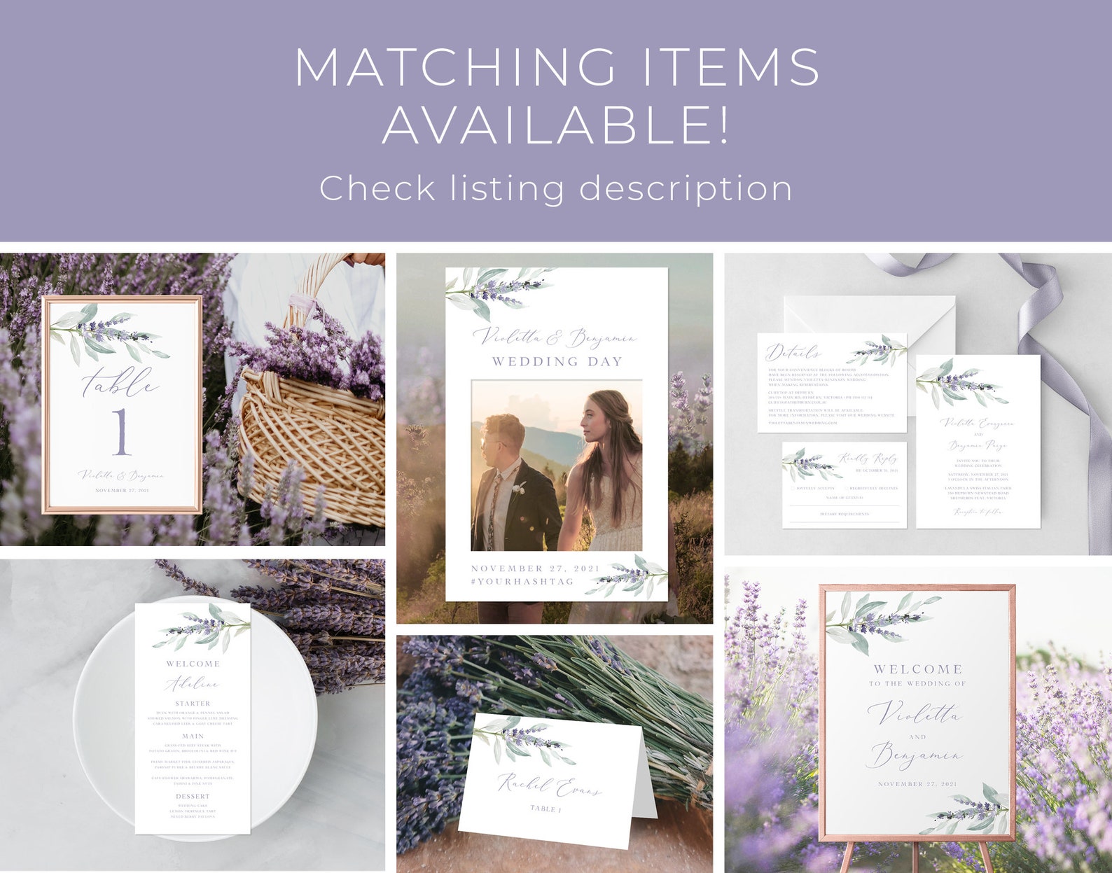 Custom Lavender Sign Template, Lavender Rustic Wedding Signs, Lavender ...