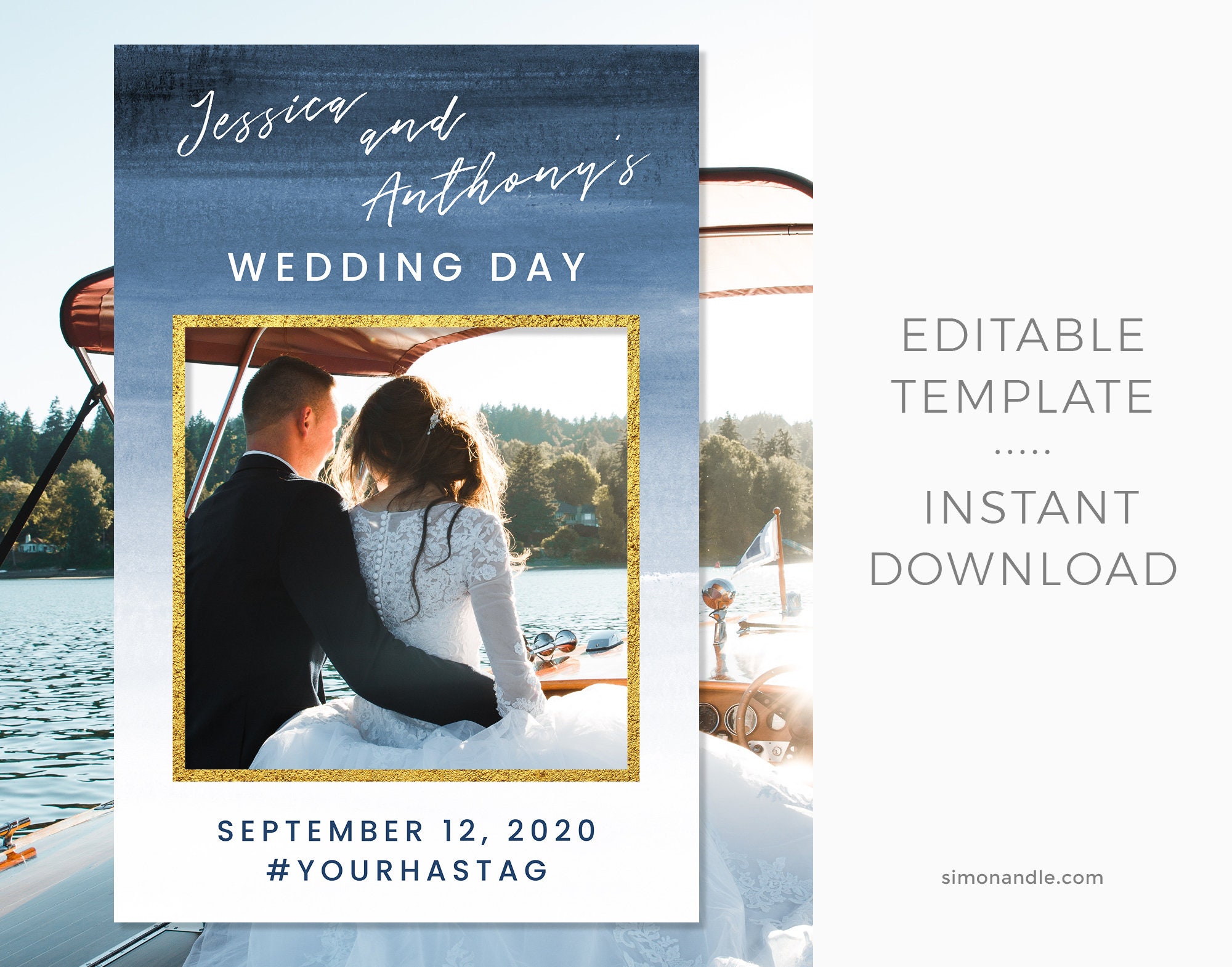 Beach Wedding Photo Prop Frame Template Wedding Photo Booth | Etsy