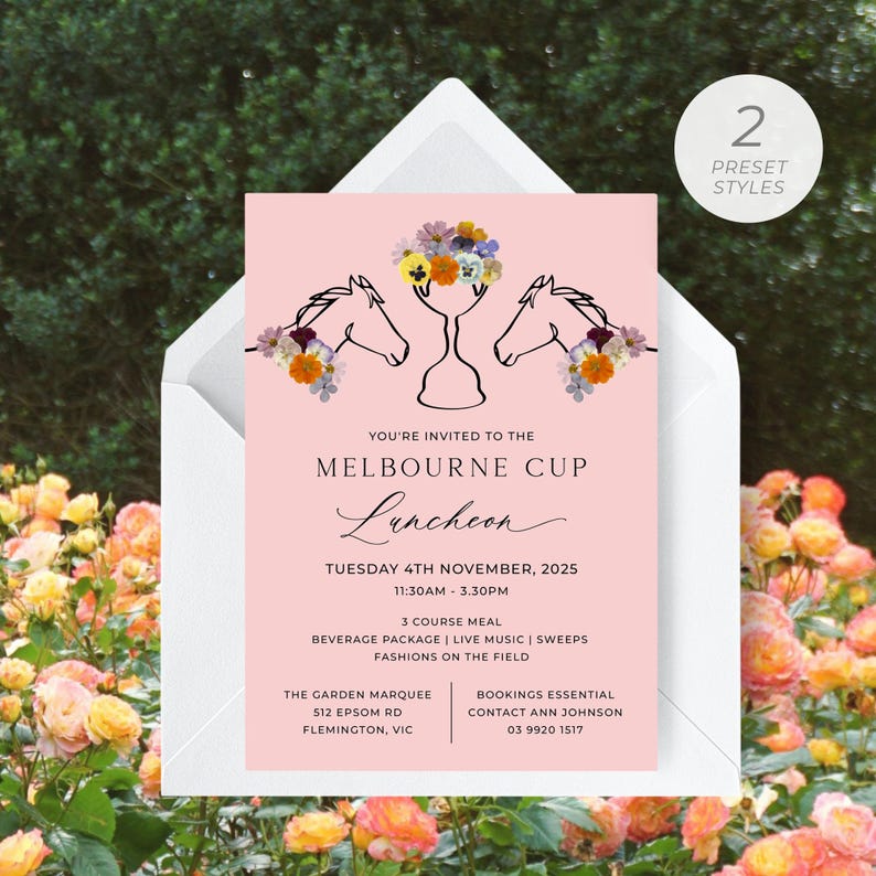 Melbourne Cup Invitation Template, Melbourne Cup Luncheon, Derby ...