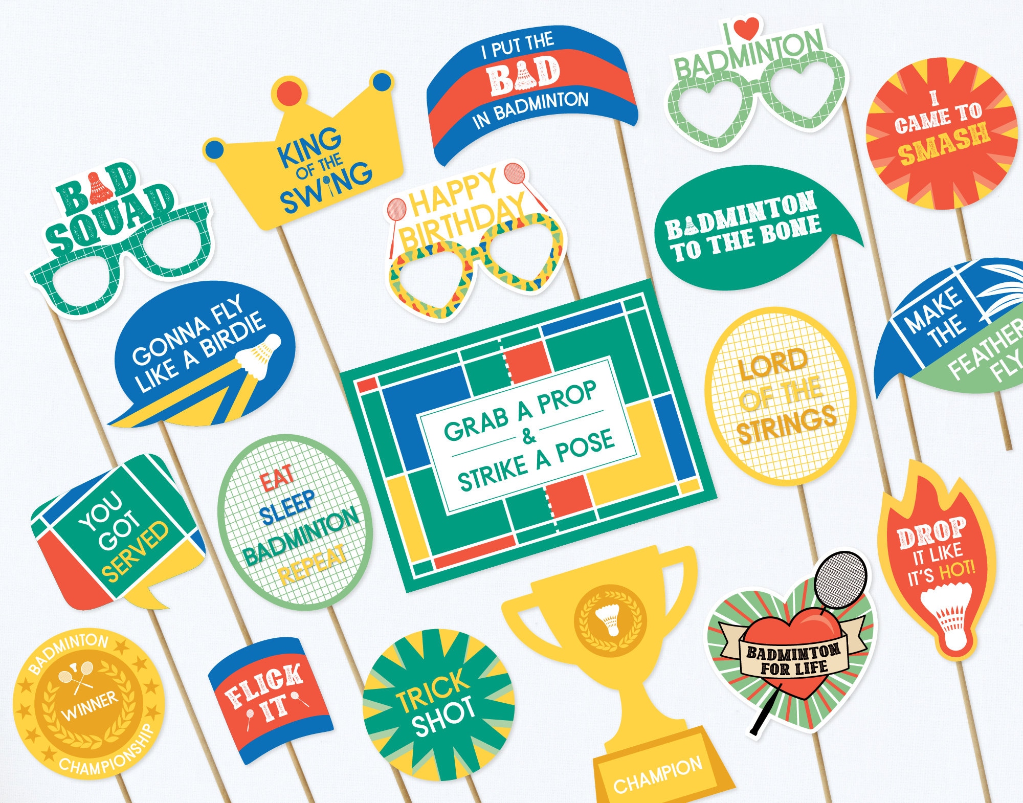 Badminton Photo Booth Props, Badminton Birthday Party Decorations ...