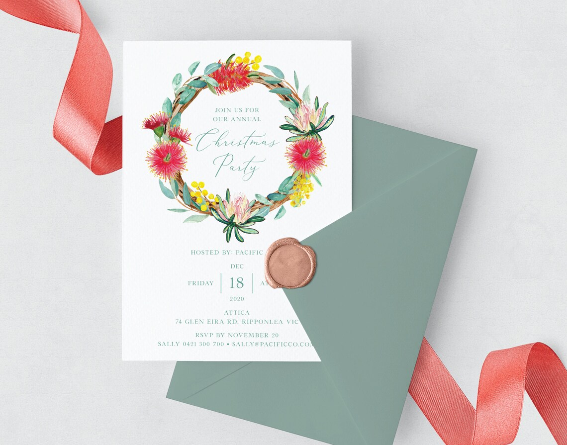 Australian Christmas Party Invitation Template, Aussie Christmas, End ...