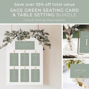 Sage Green Table Number Card Template, Minimalist Table Number Cards ...
