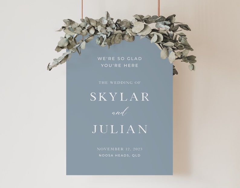 Dusty Blue Wedding Welcome Sign Template Beach Wedding - Etsy