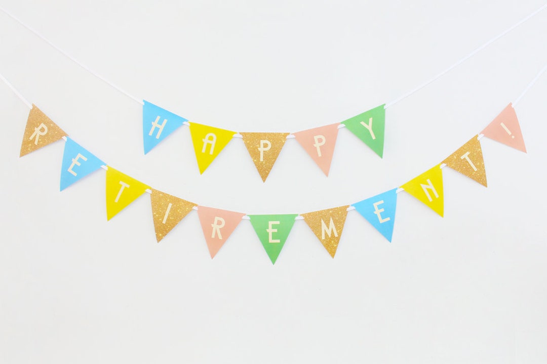 Happy Retirement Banner, Retirement Buntings, Retirement Decorations ...