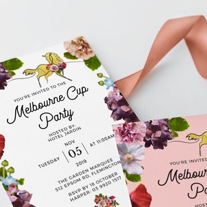 Melbourne Cup Party Invitation Template, Melbourne Cup Luncheon, Spring ...
