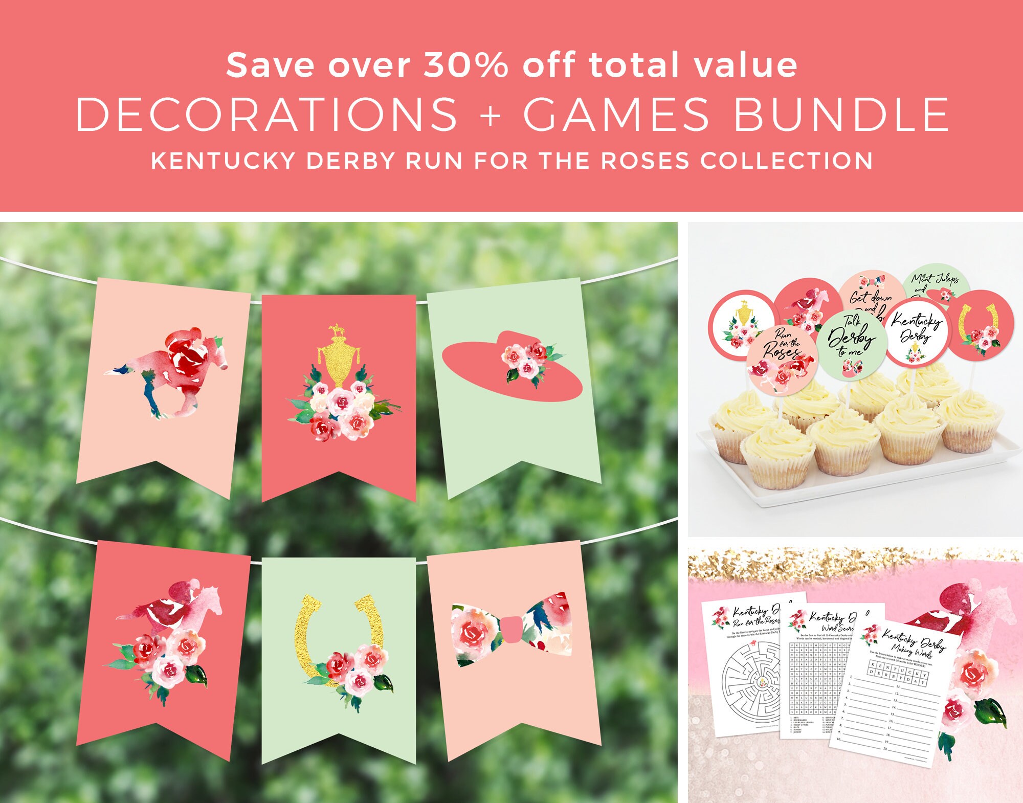 Kentucky Derby Party Banner, Buntings, Run for the Roses, Kentucky ...